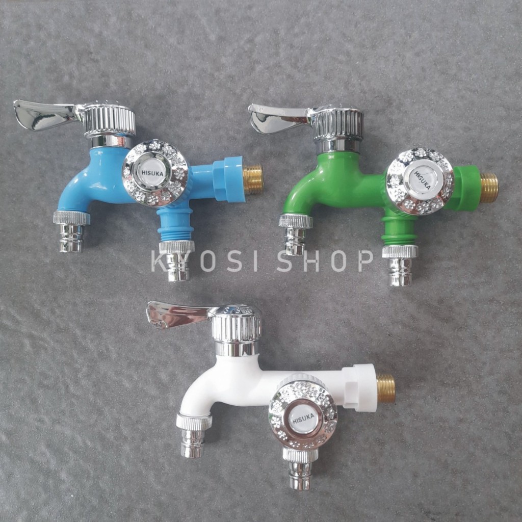 Jual Kran Cabang Dobel PVC ABS 1/2" inch HISUKA / Keran Shower Cabang ...