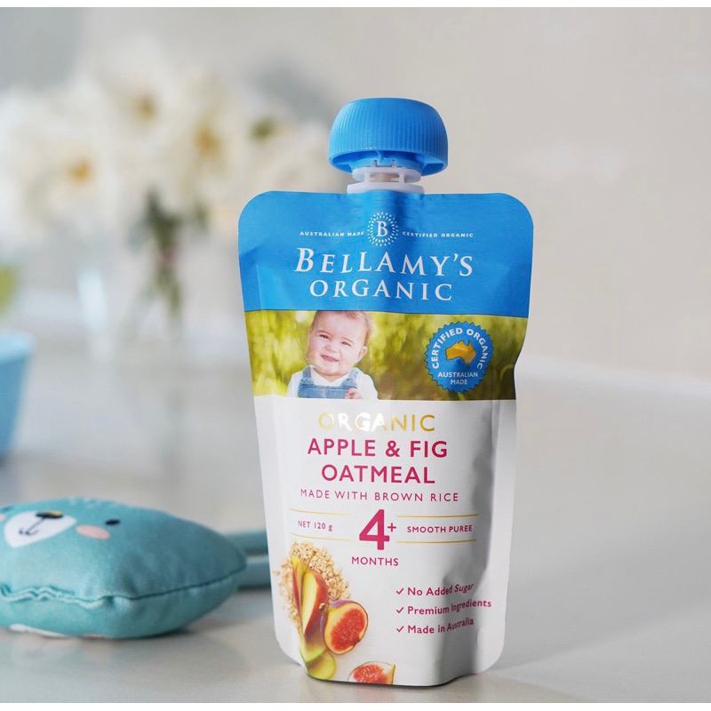 Jual Mpasi Bellamys Organic Baby Food Pouch Apple & Fig Oatmeal (120g ...