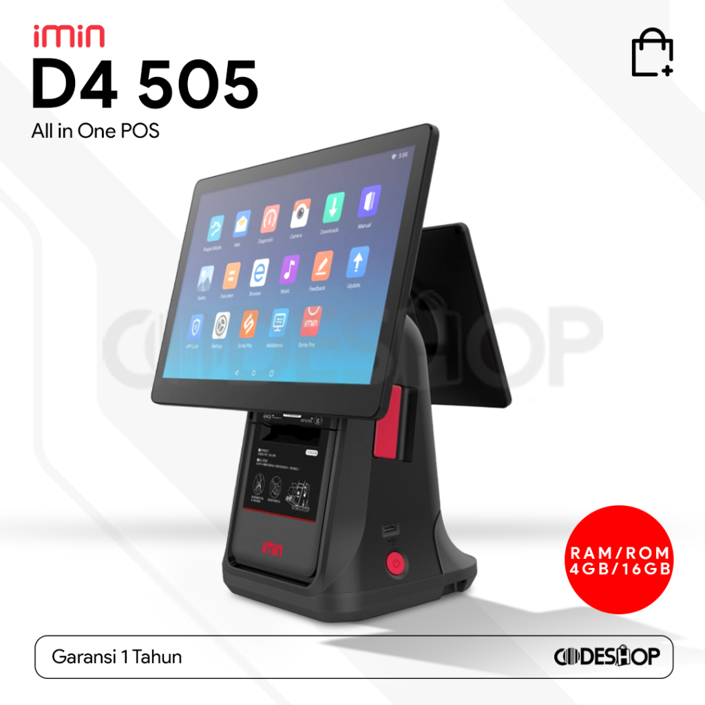 Jual Android Desktop POS Machine mesin kasir iMin D4 505 W/printer 4G/16G | Shopee Indonesia