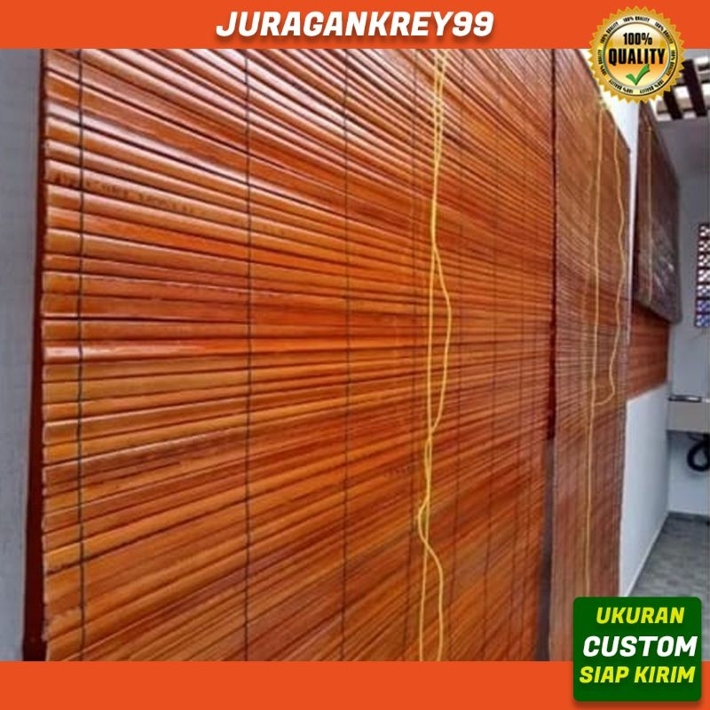 Jual kere bambu gulung 3 meter tirai anti tampias outdoor anti panas ...