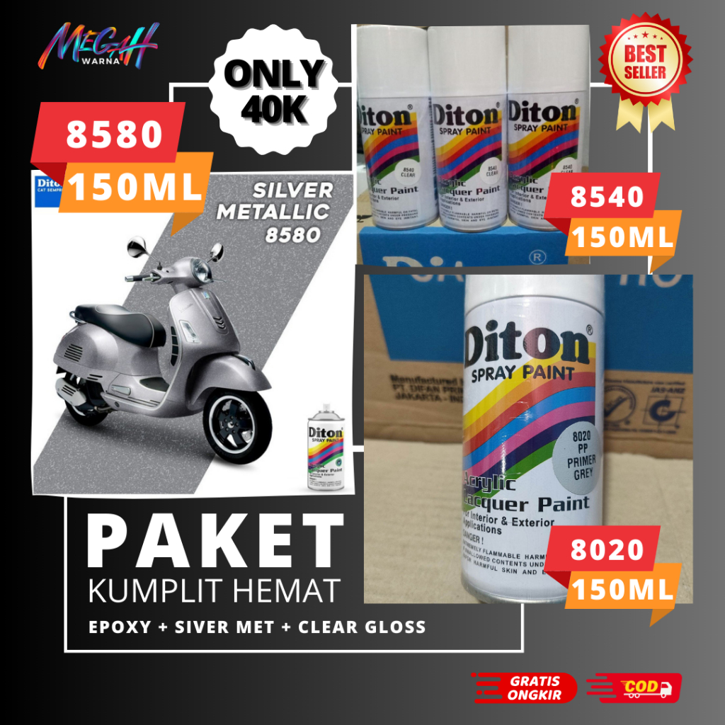 Jual ISI 3 Kaleng - Paket Komplit Pilok Pilox DITON Metalik Silver 8580 ...