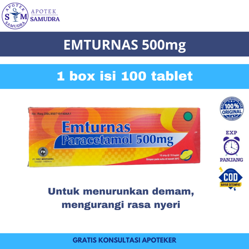 Jual EMTURNAS 500mg (PARACETAMOL) 100 TABLET | Shopee Indonesia