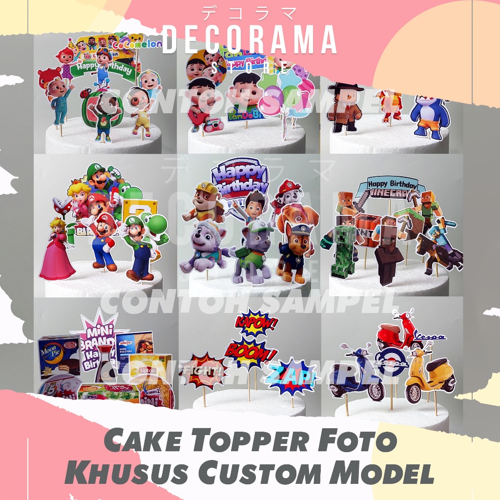 Jual Cake Topper Foto/Model Custom Set DEKORASI KUE ULTAH ANAK MURAH ...