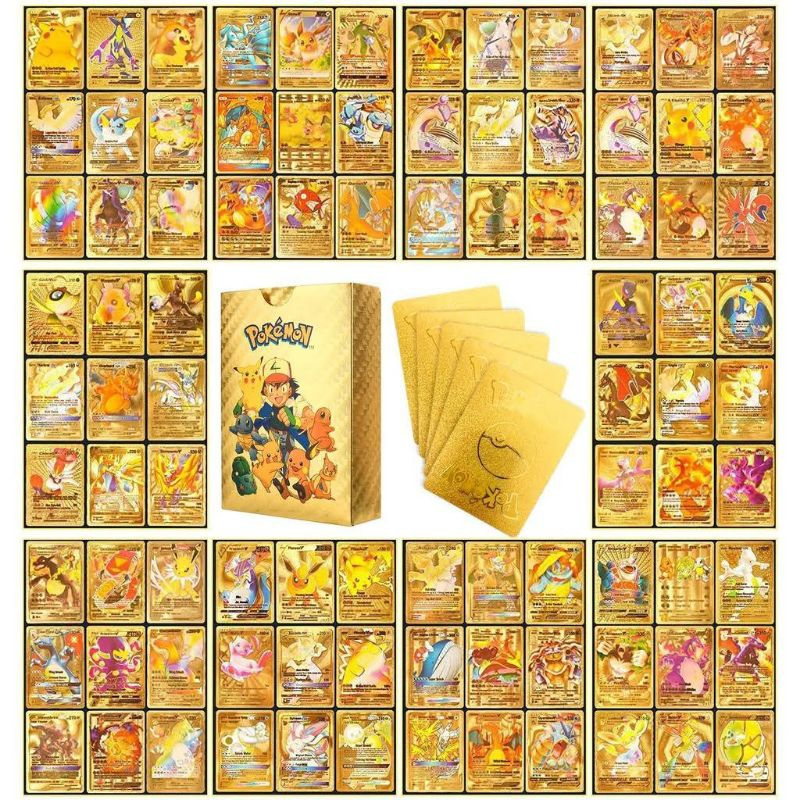 Jual 55 Pcs Kartu Pokemon Black Gold Silver Pok Mon Charizard Versi Inggris Untuk Koleksi Anak ...