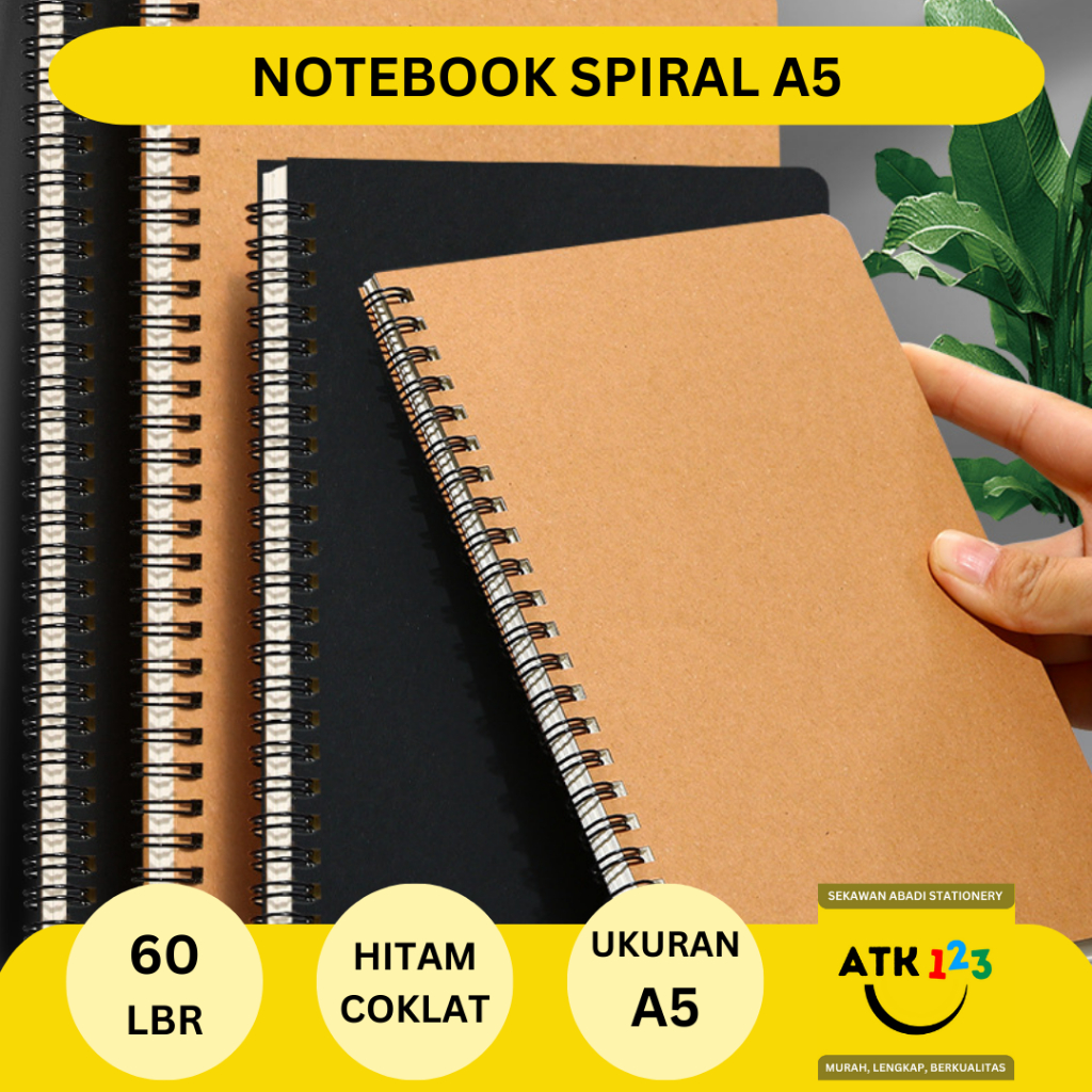 Jual Buku Notebook A5 Buku Catatan Spiral Hitam / Coklat | Shopee Indonesia