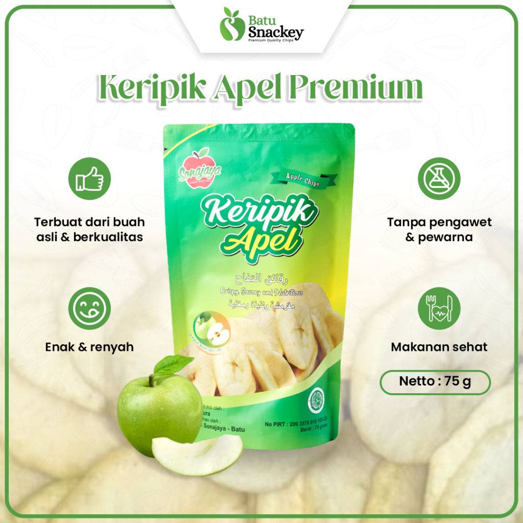 Jual Keripik Buah Kripik Apel Premium Apple Chips 75 gram Oleh-Oleh ...