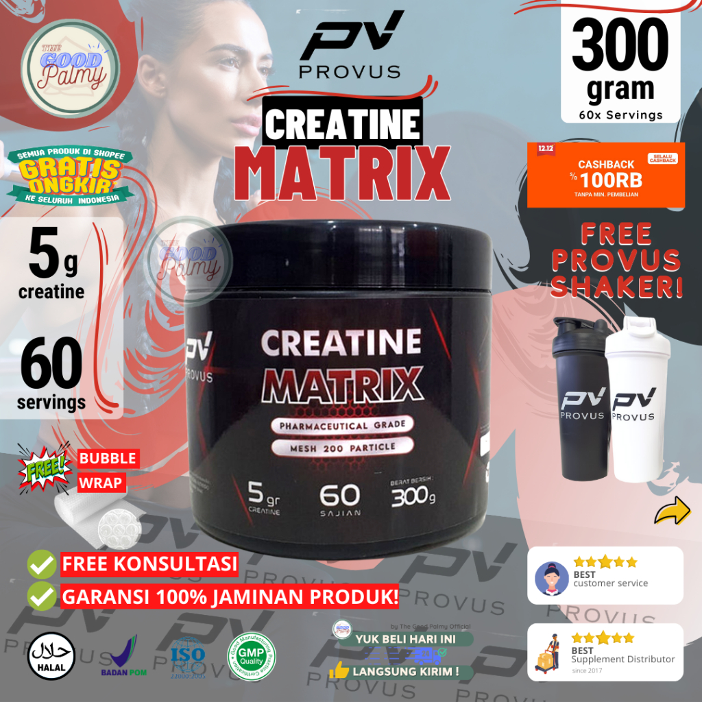 Jual PROVUS Creatine Matrix 300 Gram gr 60 Serving PV Cre Monohydrate ...