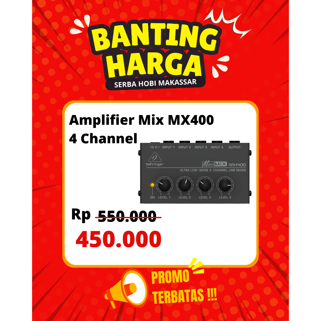 Jual Audio Mixer Behringer Micro Mix MX400 Ultra Low Noise | Shopee ...