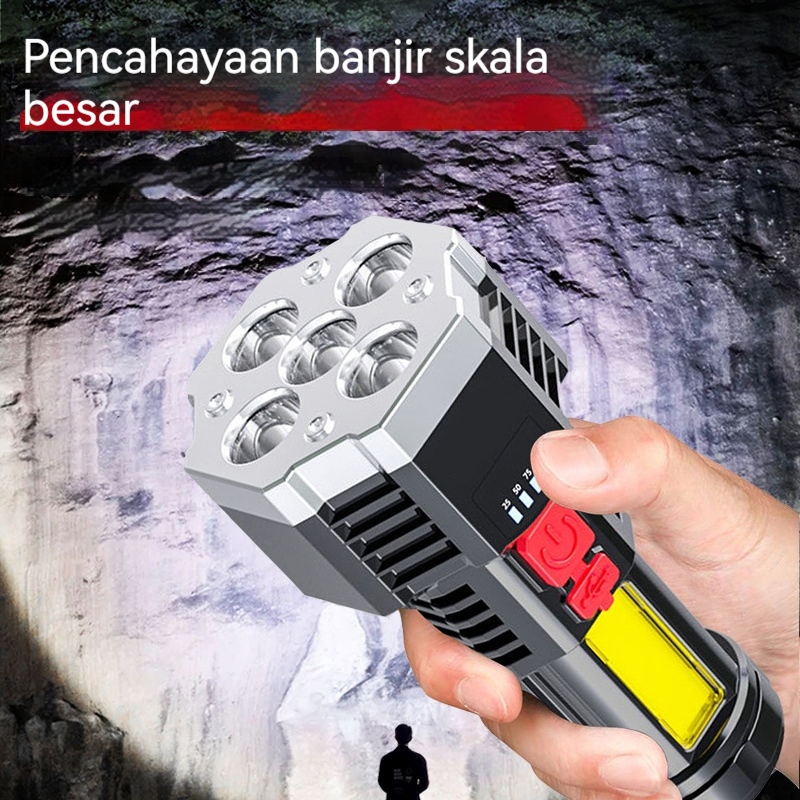 Jual Senter 5 Core Super Terang Rechargeable Luar Ruangan Multi-Fungsi ...
