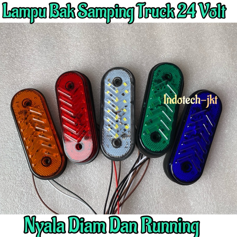 Jual Lampu Bak Samping Truk 12-24 Volt Nyala 2 Mode Diam Running Model OVAL PANAH | Shopee Indonesia