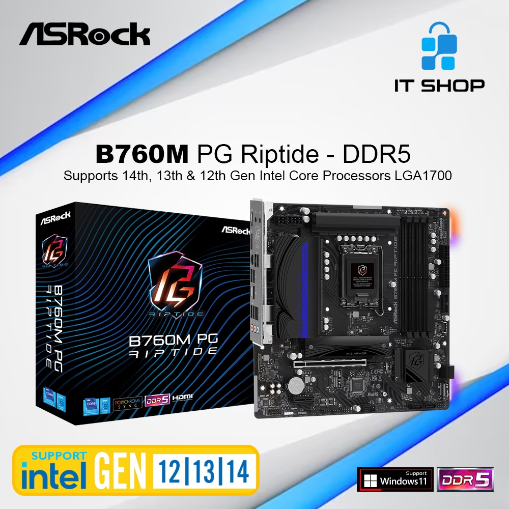 Jual Motherboard Asrock B760M PG RIPTIDE DDR5 - LGA 1700 - Intel Gen 12 ...