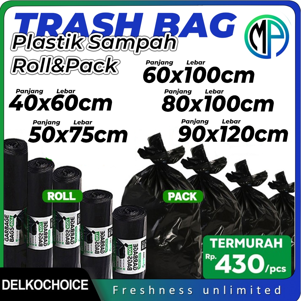 Jual Kantong Plastik Sampah Hitam Tebal / Plastic Trash Bag Kresek Sampah Besar Delkochoice ...