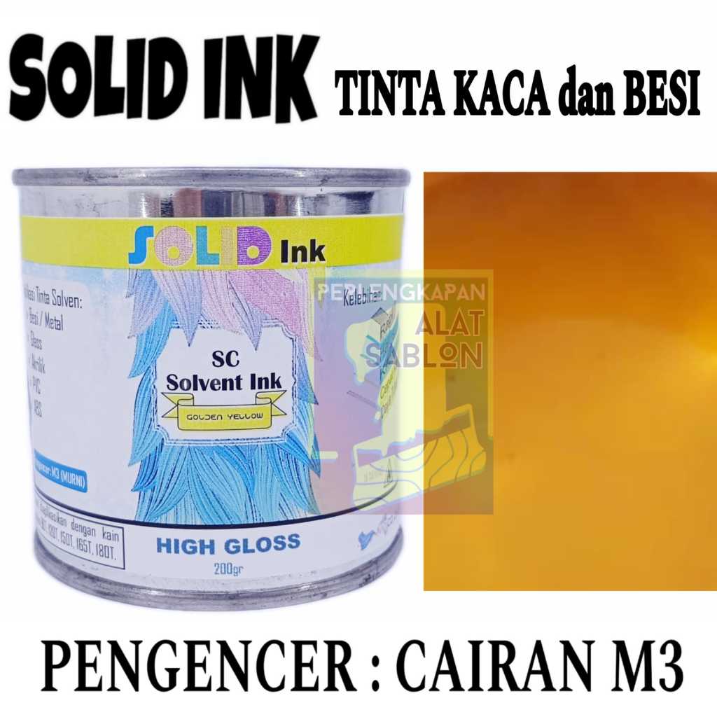 Jual TINTA SABLON GELAS BESI METAL 200GR GOLDEN YELLOW SOLVENT BASED ...