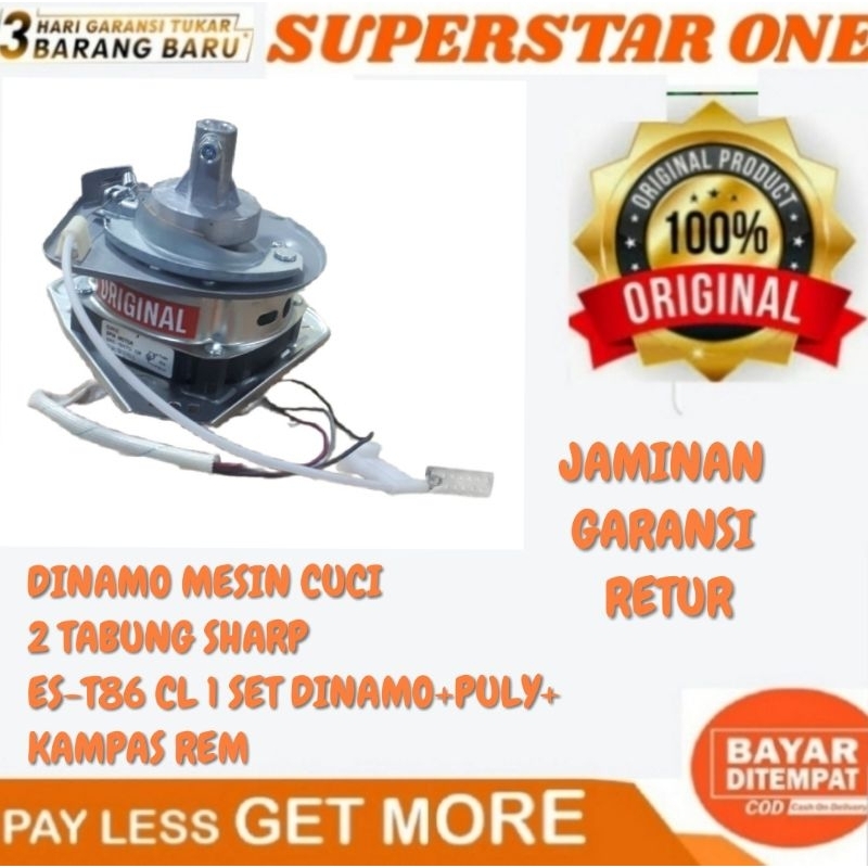 Jual Dinamo mesin cuci 2 tabung sharp ES T86 CL 1 SET dinamo+puly+kampas rem | Shopee Indonesia