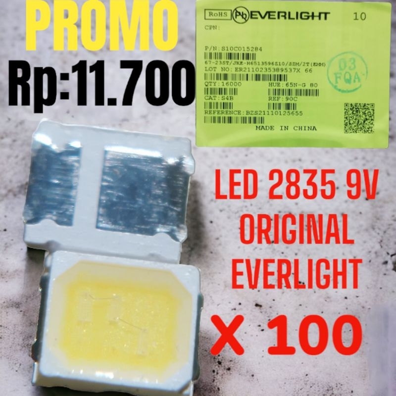 Jual led 9v 1W 2835 (100pcs)original EVERLIGHT & 6V 1W 2835 warna putih ...