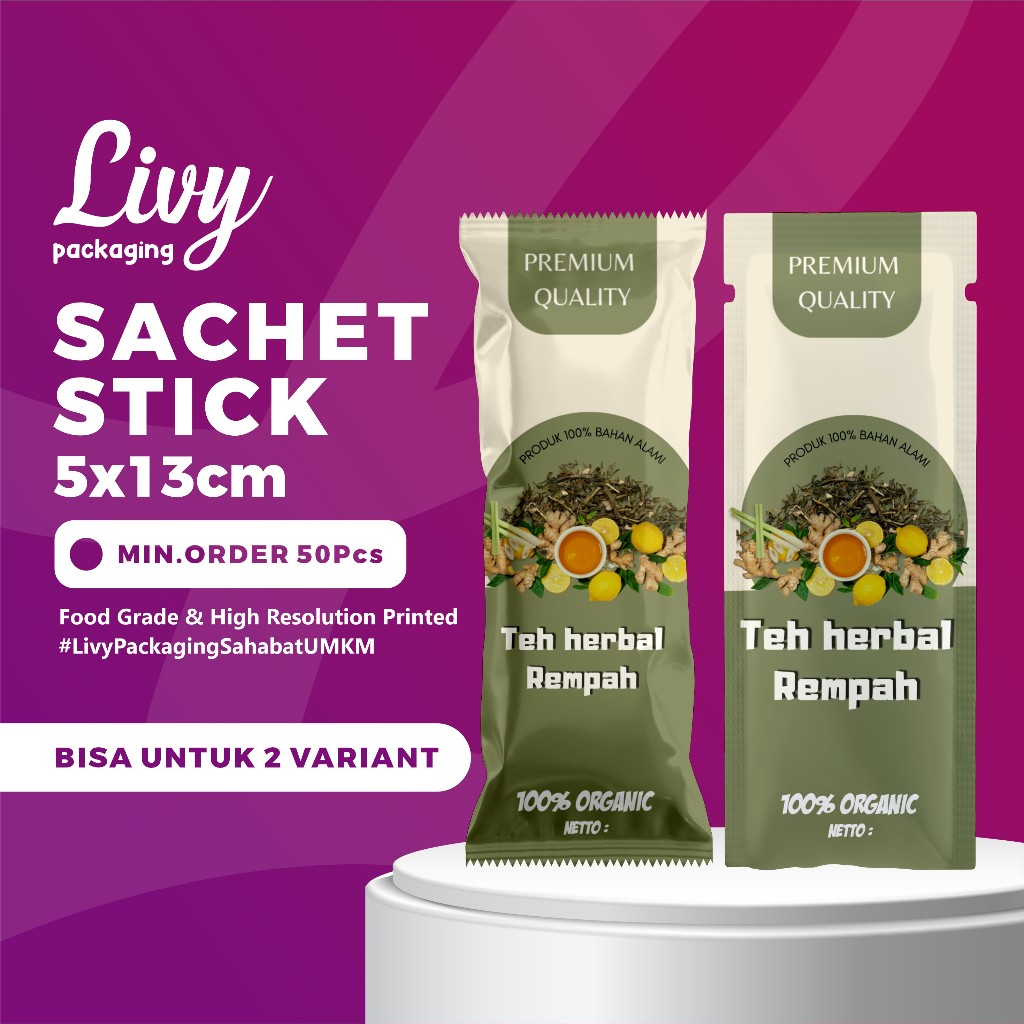 Jual Livy Packaging - Kemasan Saset Stick Center Seal Ukuran 5x13cm ...