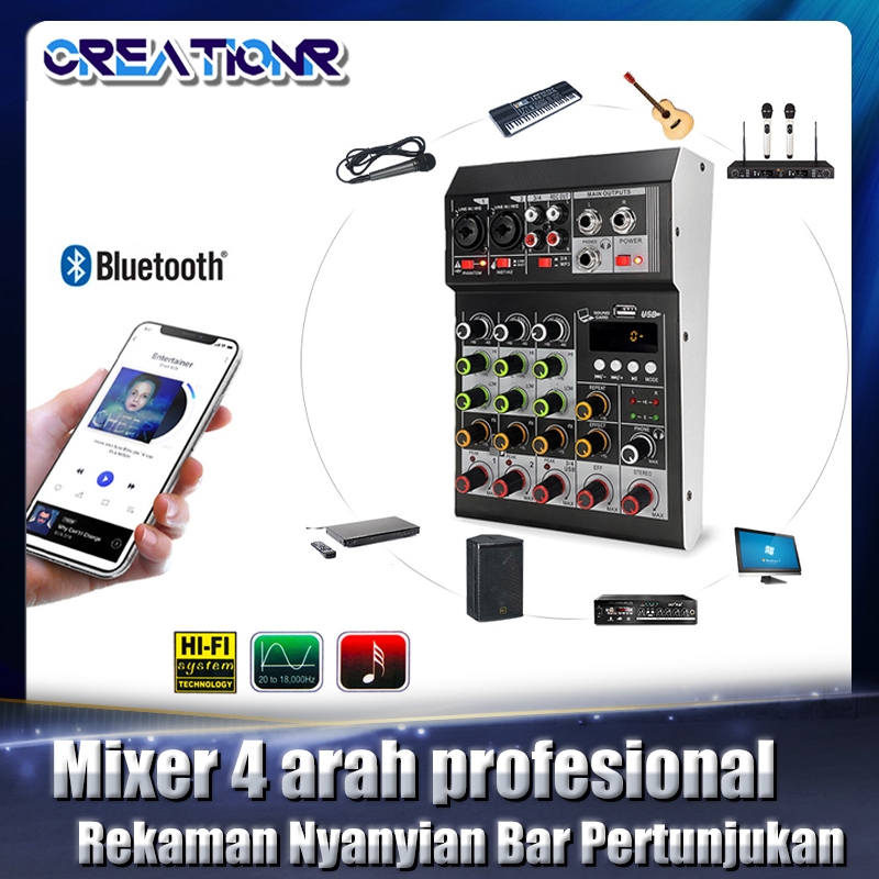 Jual PM4 MINI Mixer Audio USB / Electro Bluetooth 4 Channel mendukung ...