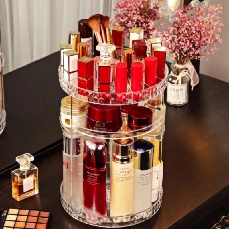Jual Rak Kosmetik Acrylic Putar 360° / Rak Skincare Putar 360 Derajat ...