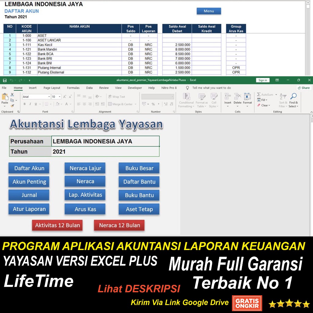 Jual PROGRAM APLIKASI AKUNTANSI LAPORAN KEUANGAN YAYASAN VERSI EXCEL PLUS | Shopee Indonesia