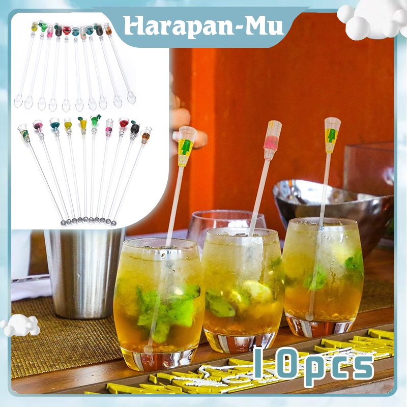 Jual Stick Pengaduk Minuman 10pcs Sendok Bar Sendok Cocktail Akrilik ...