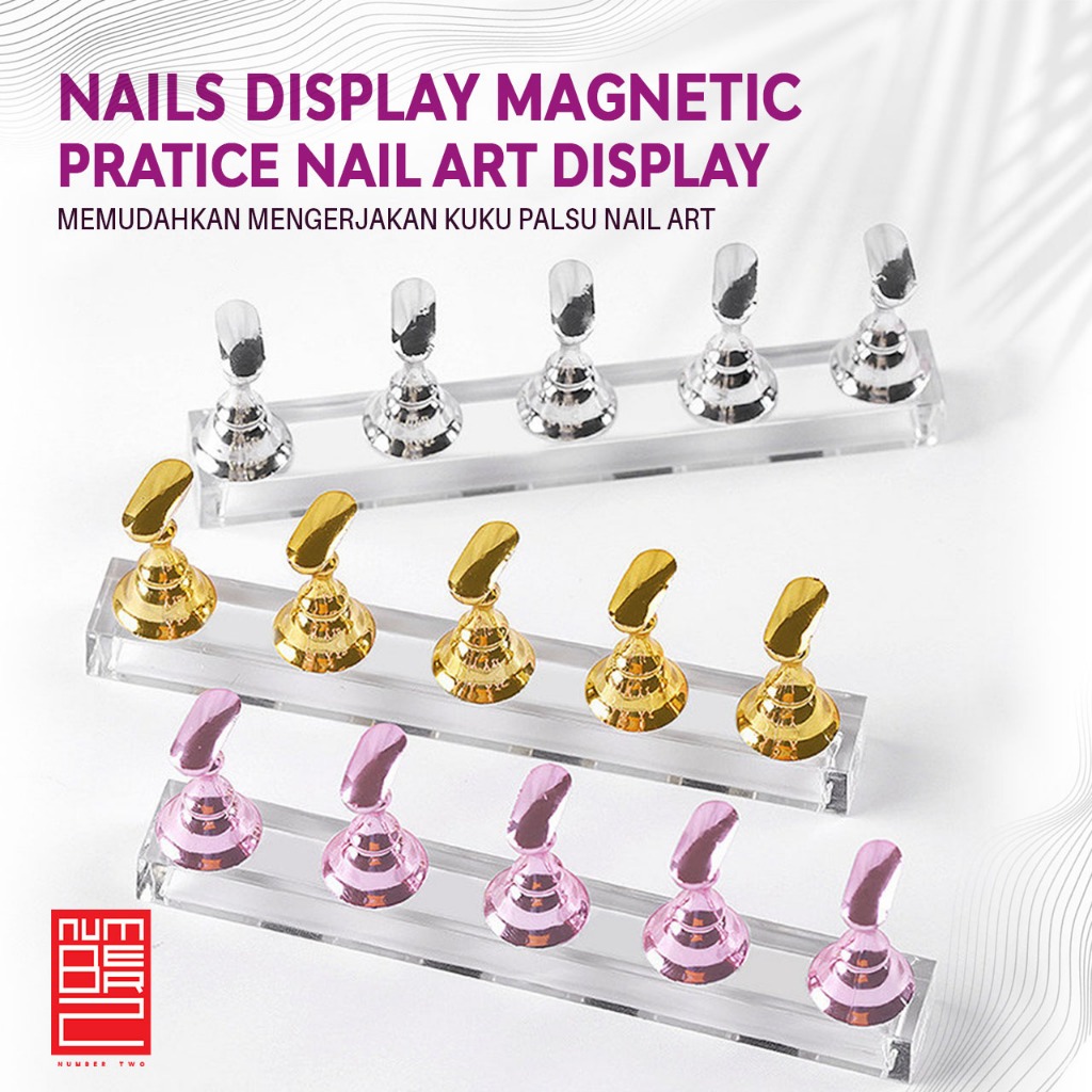 Jual Display magnet nail art wedding palet stand holder standing magnetic acrylic 5 jari papan ...