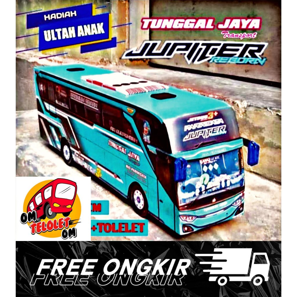 Jual Miniatur Bus Tolelet Basuri full lampu telolet 25 Nada ukuran ...
