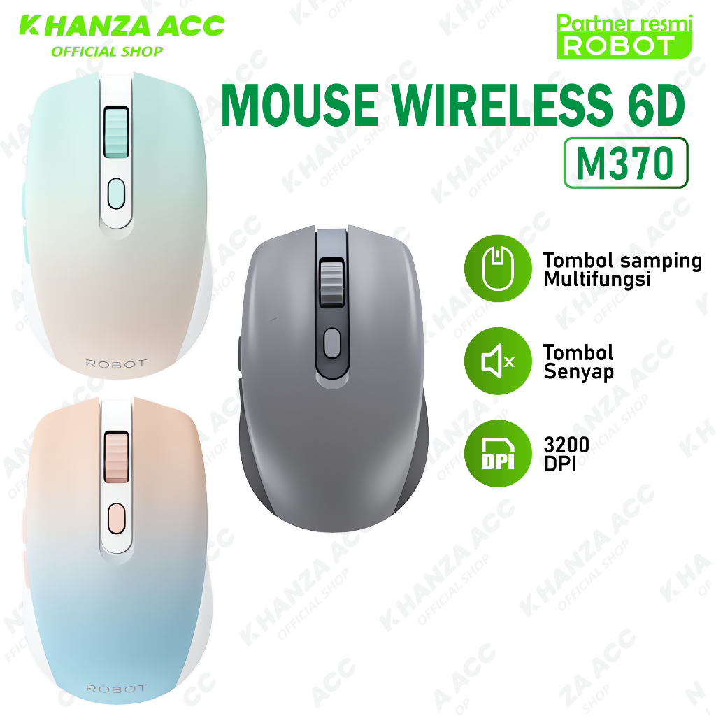 Jual KHANZAACC ROBOT M370 Mouse Wireless 2.4GHz Silent Klik Optical 3200DPI | Shopee Indonesia