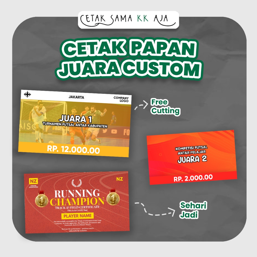 Jual CETAK PAPAN JUARA CUSTOM KOMPETISI LOMBA JUARA PAPAN SIMBOLIS JUARA | Shopee Indonesia