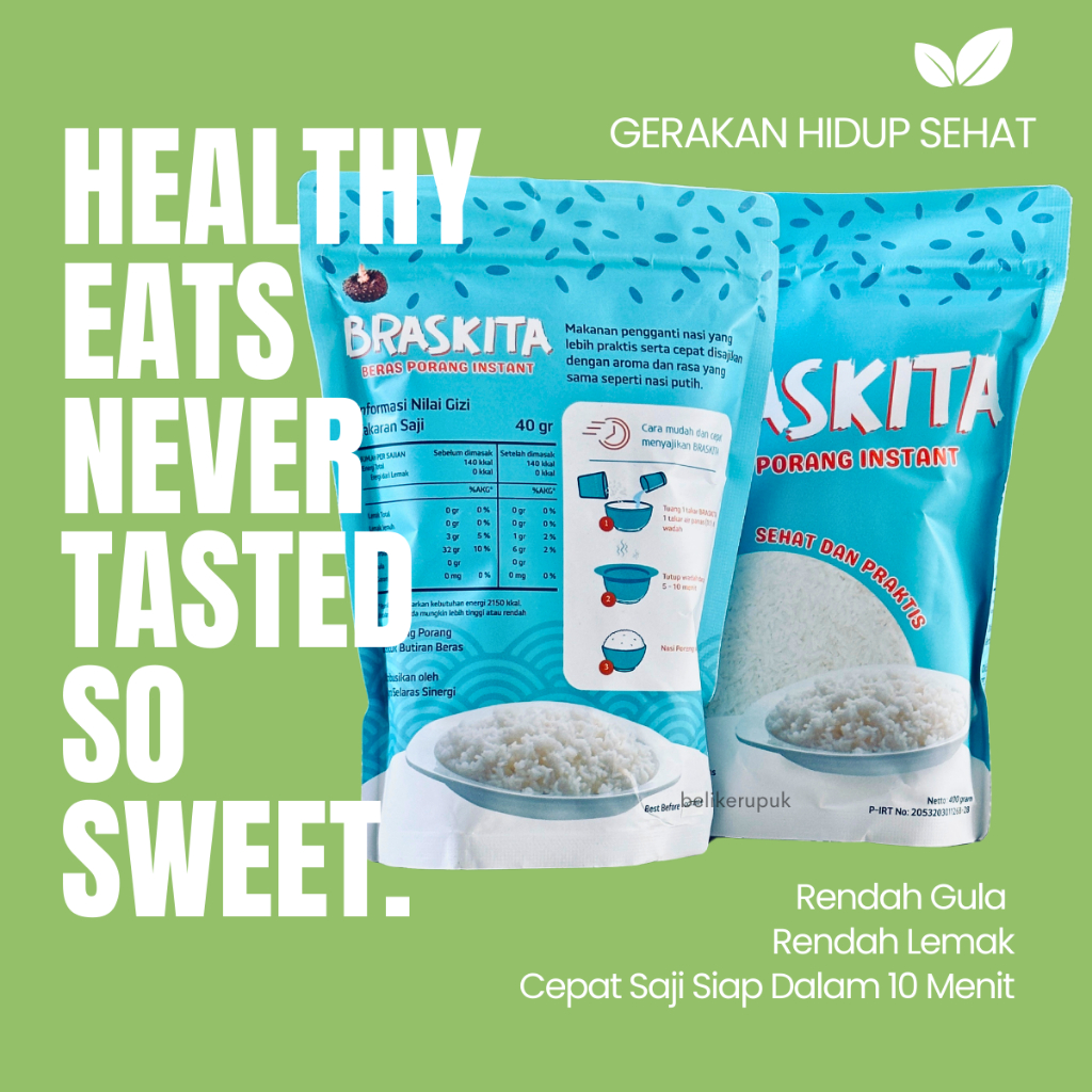 Jual Beras Porang Braskita 400g | Beras Sehat Instan Konjac Shirataki ...