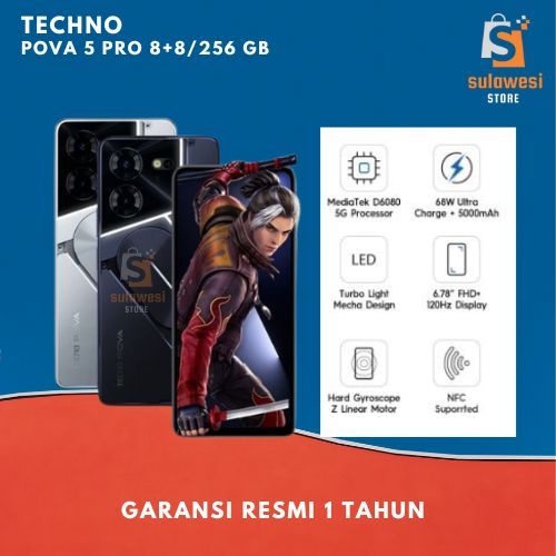 Jual Techno Pova 5 Pro 5G – Dimensity 6080 5G, 8+8GB*+256GB, 68W Super ...