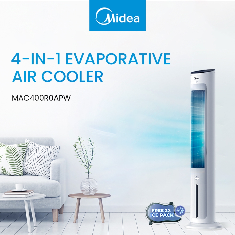 Jual Midea Tower Fan Air Cooler 4in1 MAC400R0APW 4L Ionizer Diffuser ...