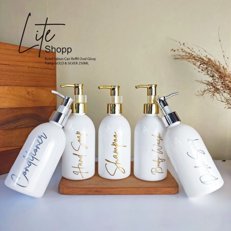 Jual Botol Sabun Cair Luxury Aesthetic 250ml PUTIH OVAL LUXURY | Shopee ...