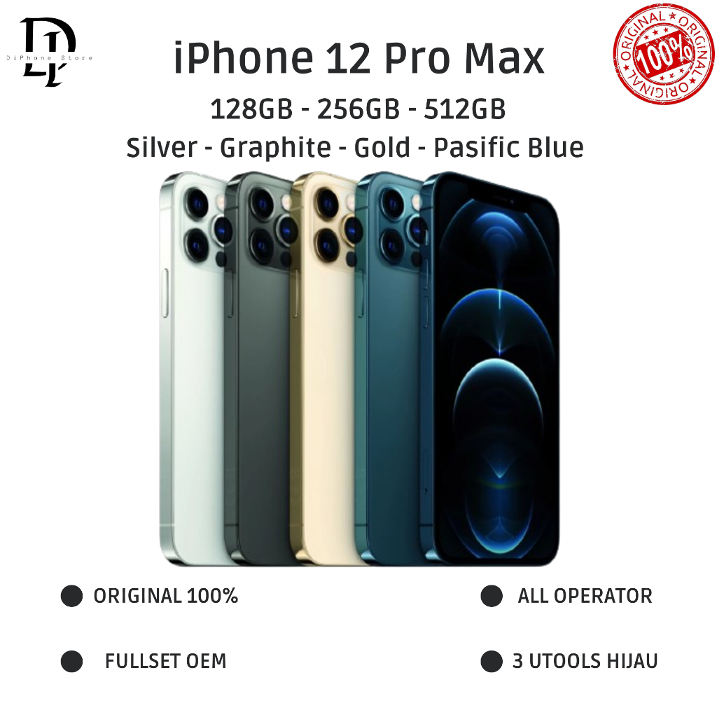 Jual iPhone 12 Pro Max 128GB 256GB 512GB Fullset Second Bekas Original 100% Like New Graphite ...