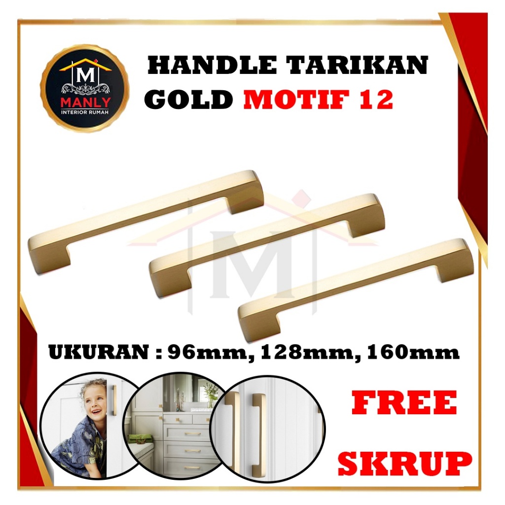 Jual Handle Laci Lemari Gold Emas Motif 12 Tarikan Emas Modern Kotak ...