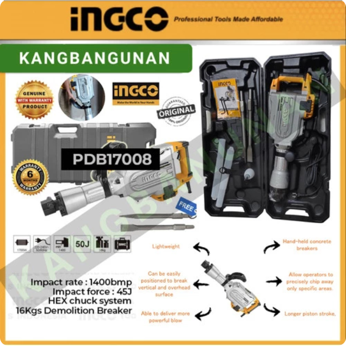 Jual MESIN JACK HAMMER DEMOLITION BREAKER HAMMER PH65 16kg INGCO ...