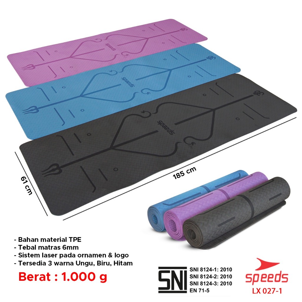 Jual SPEEDS Matras Yoga TPE 6mm Alas Yoga Mat Alas Olahraga Karpet Spons Gym Berstandar SNI 027 ...