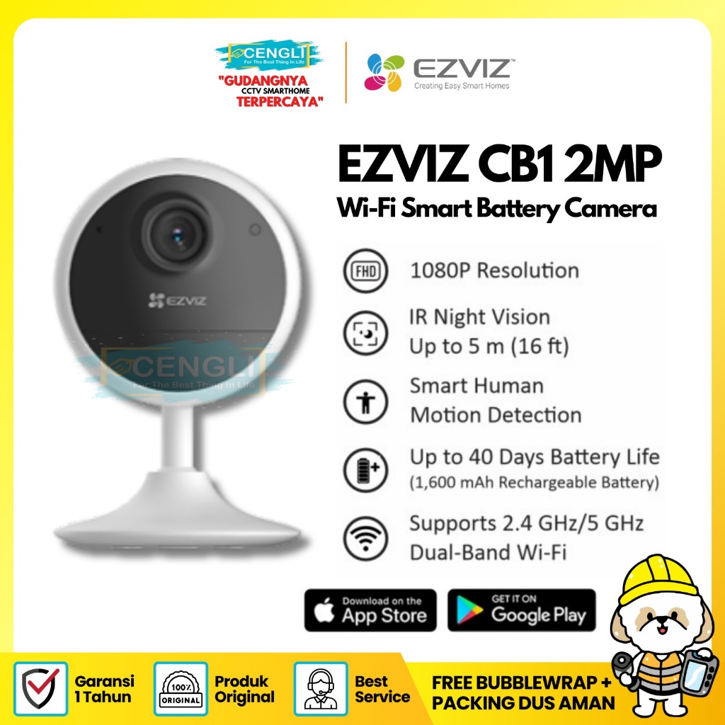 Jual Camera Cctv Wifi Indoor EZVIZ CB1 2mp Smart Home Battery Camera | Shopee Indonesia