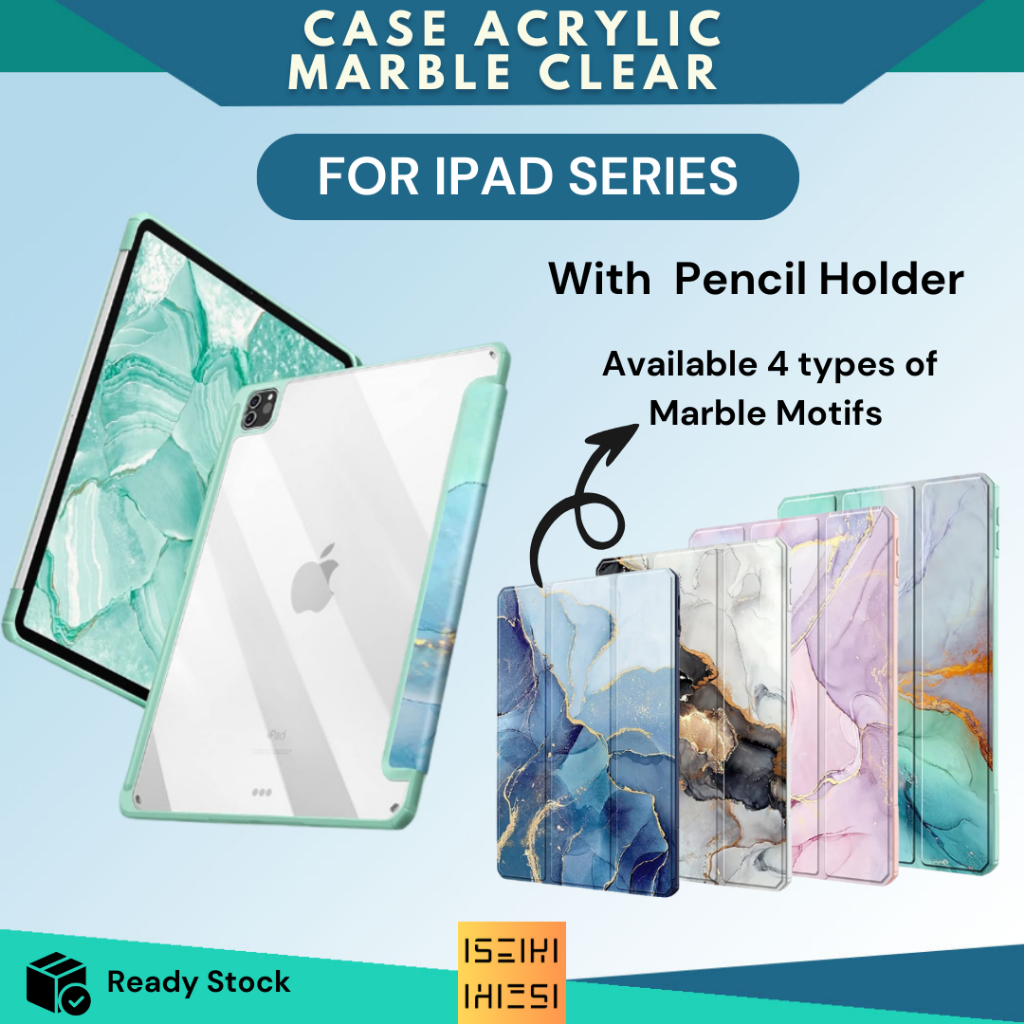Jual (ISEIKI) Case Ipad Acrylic Motif Marble HD Printing For iPad Pro ...
