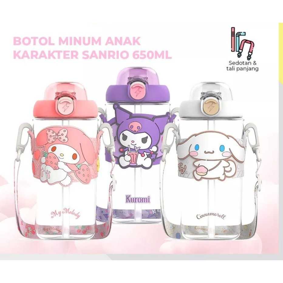 Jual BOTOL MINUM ada SEDOTAN ANAK SANRIO KUROMI CINNAMOROL MELODY WATER BOTTLE 650ML | Shopee ...