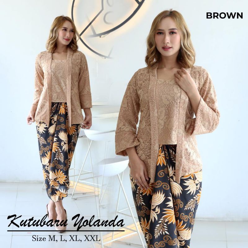 Jual Setelan Kebaya Kutubaru Brokat Modern Set Rok Lilit Batik / Kebaya Kartini / Kebaya Wisuda ...