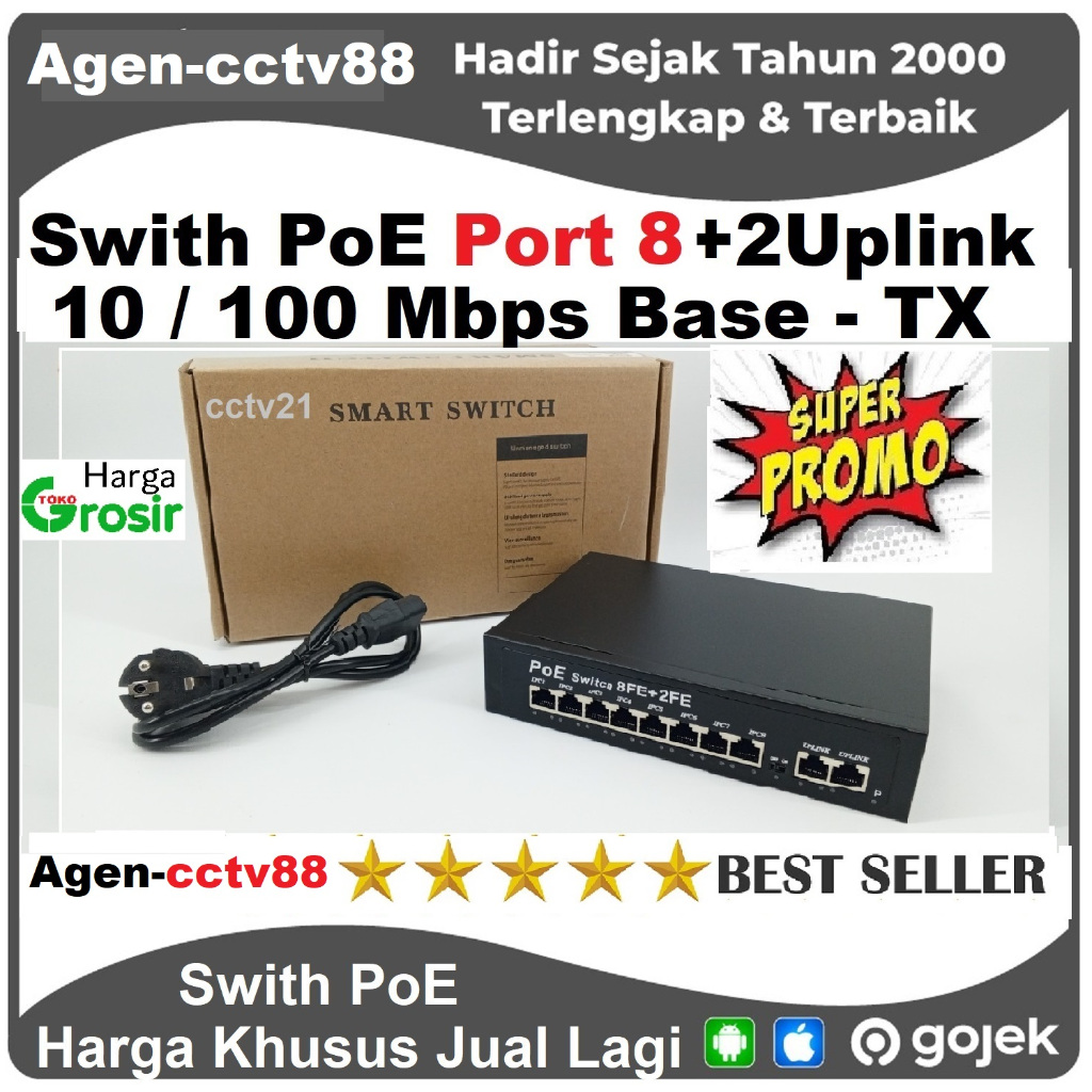 Jual Poe Switch PoE 8 Port+2 Uplink HighTechnology 10/100 Mbps Base-TX 2RJ45 Ports Harga Khusus ...