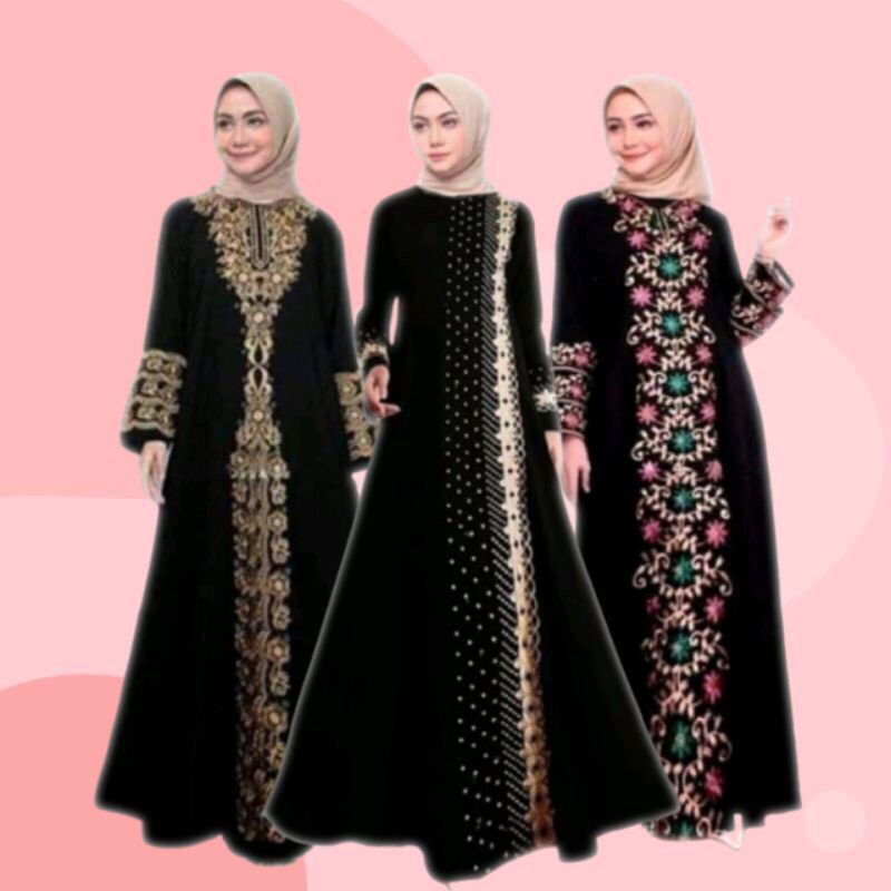 Jual DRESS SYARI HITAM GAMIS WANITA DEWASA IBU MUSLIMAH ELEGAN MODEL ...