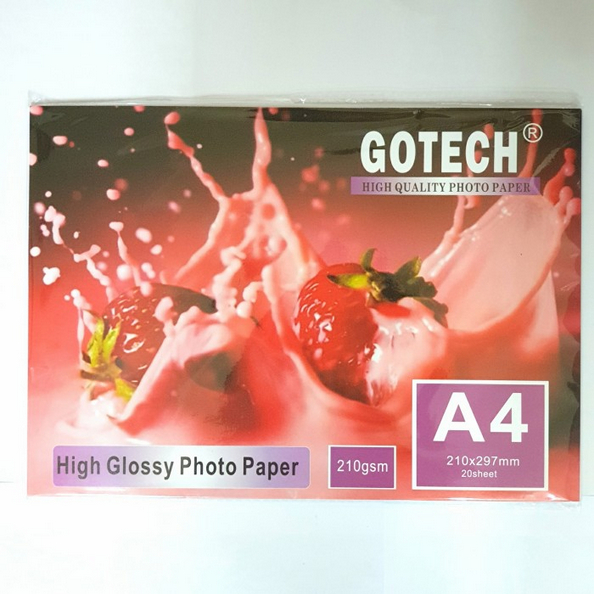 Jual Kertas foto Gotech Non Brand Glossy Back Print Profesional 210gsm ...