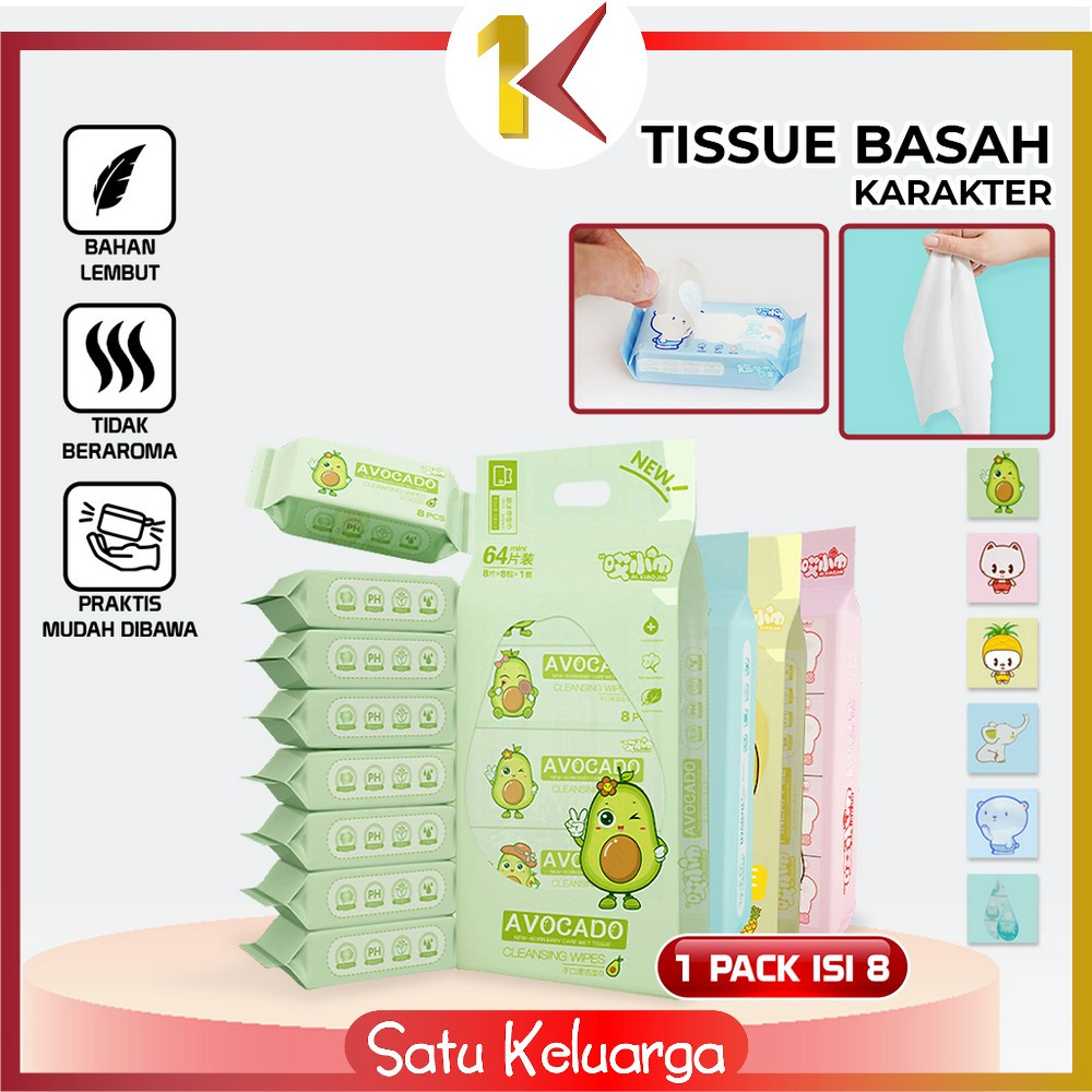 Jual SK-C949 Tissue Basah Mini Karakter Travel 8in1 / Tisue Basah Bayi ...