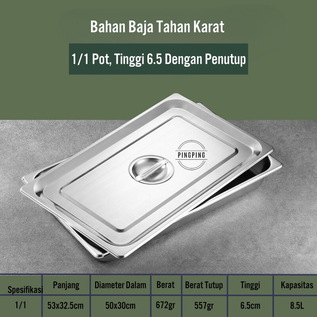 Jual Food pan Stainless steel 1/1x6.5, 1/2x6.5 Food pan Stainless steel ...