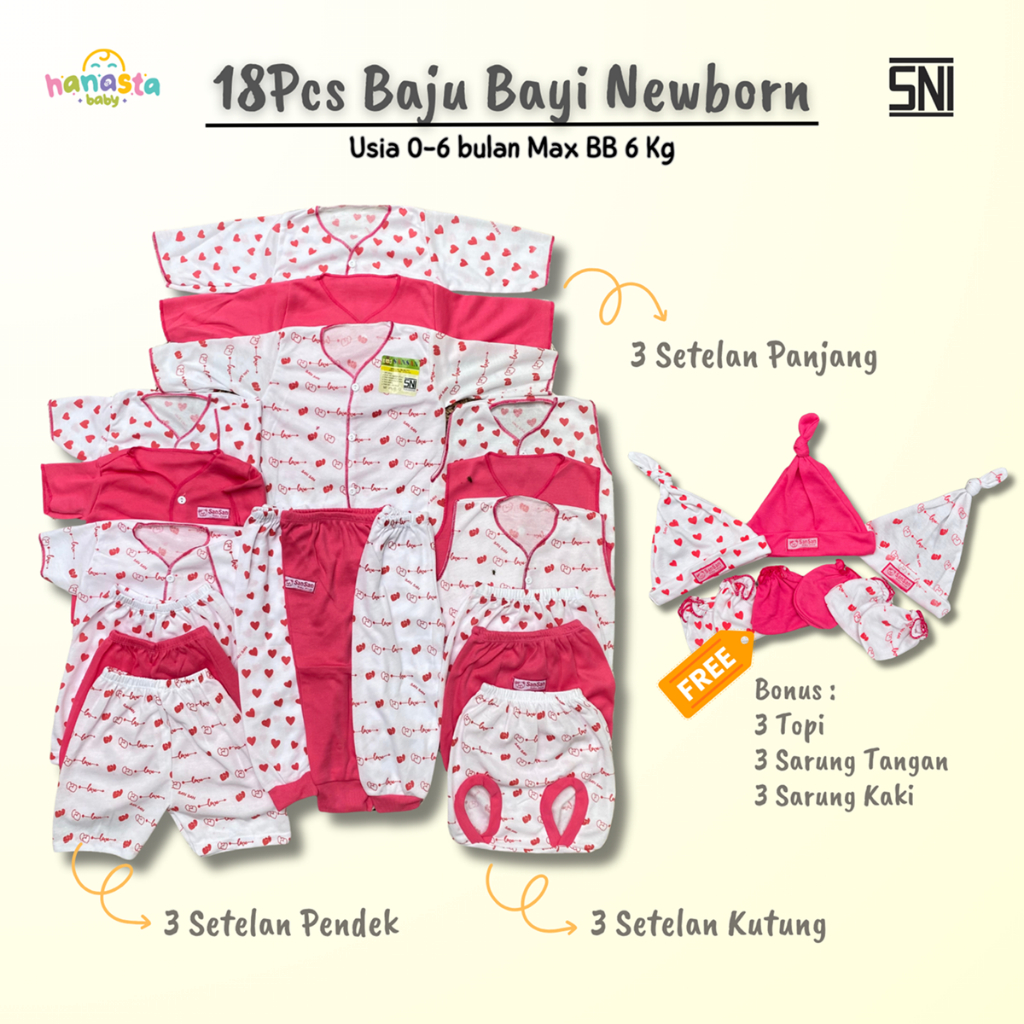 Jual 18Pcs Baju Bayi Newborn Baru Lahir Free 3 Topi Dan 3 Sarung Tangan ...