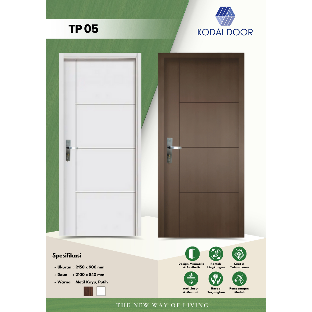 Jual Pintu Kamar | Pintu Engineering Door 90x215 TP 05 KODAI | Shopee Indonesia