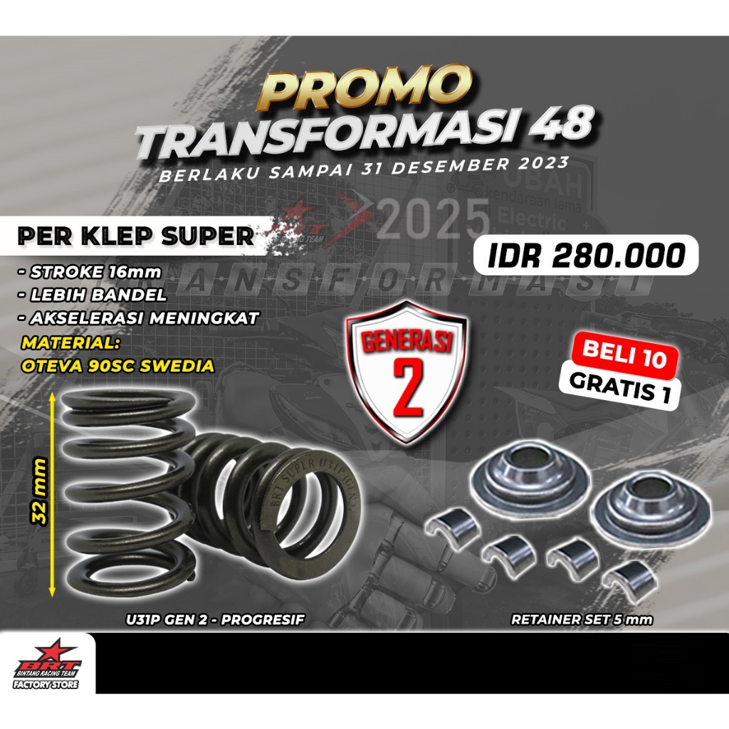 Jual PER KLEP SUPER UNIVERSAL + RETAINER SET U31 PROGRESSIVE (GEN 2) BEBEK MATIC BRT BINTANG ...