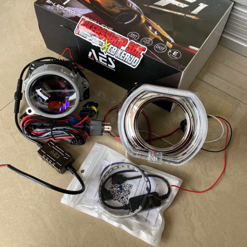 Jual paket Biled Aes F1 set devil demon rgb dan shroud 3inch projector biled aes F1 3inch ...