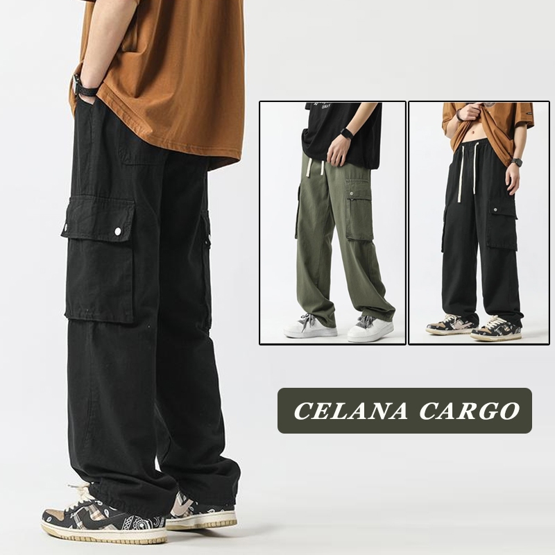 Jual celana cargo korean style pria celana kain kasual pria Celana panjang cowok keren celana ...